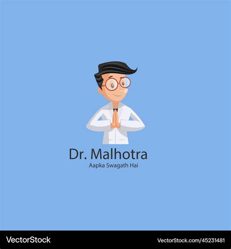 Dr Malhotra Aapka Swagath Hai Mascot Logo Vector Image