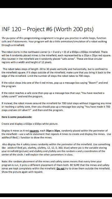 Solved Inf 120 Project 6 Worth 200 Pts The Purposr Of