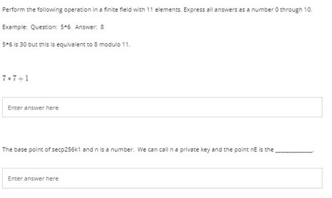 Solved Perform The Following Operation In A Finite Field Chegg Com