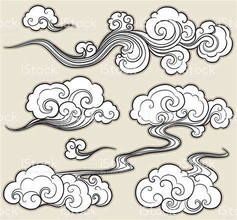 Oriental Cloud Royalty Free Stock Vector Art Blackwork Tattoo Styles