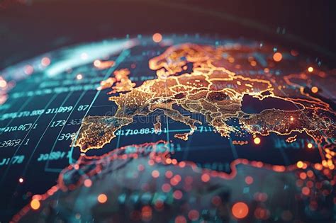 Digital World Globe Centered On Europe Concept Of Global Network And Connectivity Data Transfer