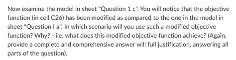 Solved Now Examine The Model In Sheet Question 1c You