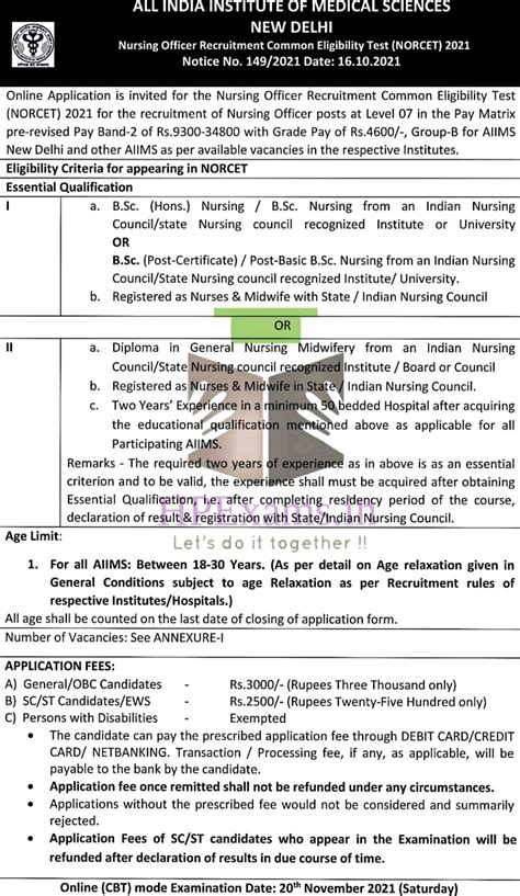 Aiims Norcet 2021 Notification