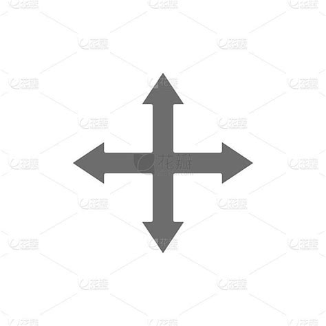 箭头指向不同方向，四个方向，导航灰色图标。