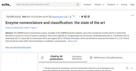 Enzyme Nomenclature And Classification The State Of The Art