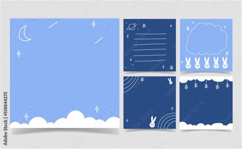 Blue Memo Notes Template For Greeting Scrap Booking Card Design
