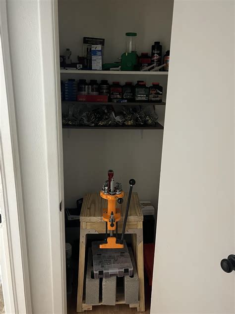 My New Reloading Setup Is Almost Done Definitely Gonna Add Another Shelf Or Too Door Closes Too