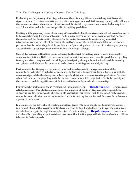 Doctoral Thesis Title Page Pdf