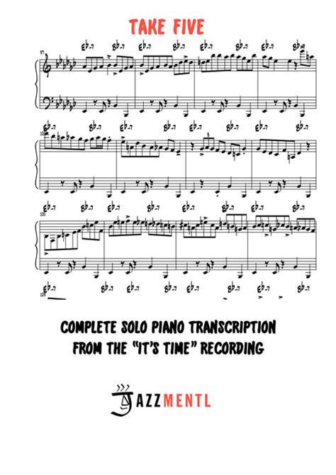 Take Five Jazz Piano Solo Transcription As Played By Paul Tobey Jazzmentl