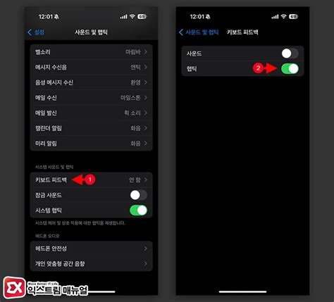 Iphone 키보드 진동 햅틱 설정하기 익스트림 매뉴얼