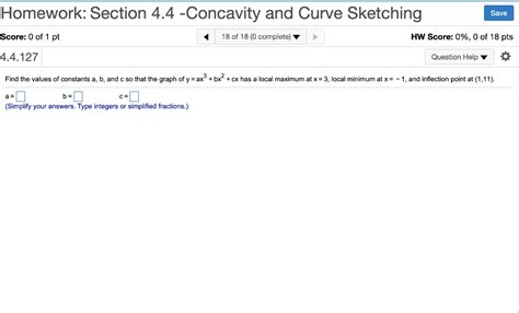 Solved Homework Section 44 Concavity And Curve Sketching