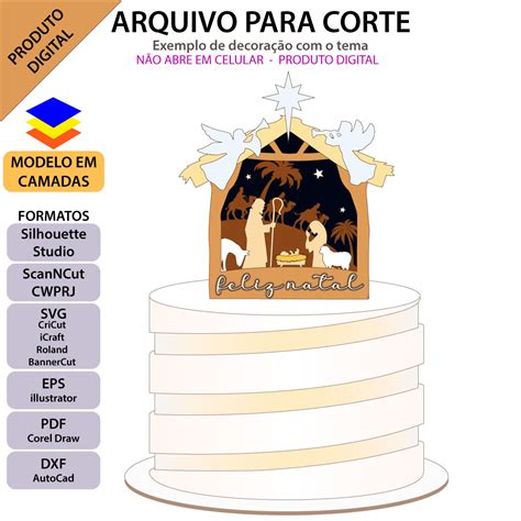 ARQUIVO Topo de bolo Natal Presépio 3D Descubra o sabor exótico e