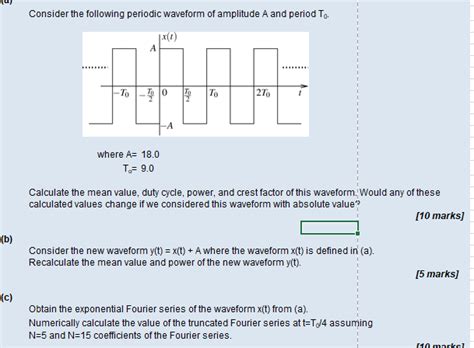 Solved Consider The Following Periodic Waveform Of Amplitude Chegg
