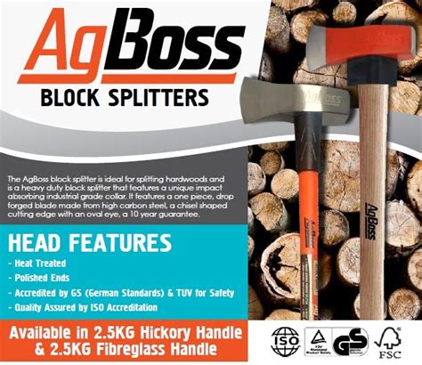 Splitting Axe Block Splitter Hickory Handle Log Splitter