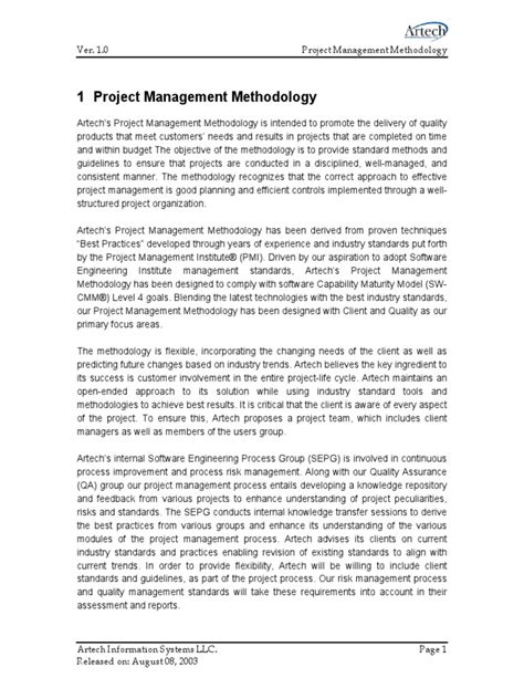 Pdf Artechs Project Management Methodologypdf Dokumentips