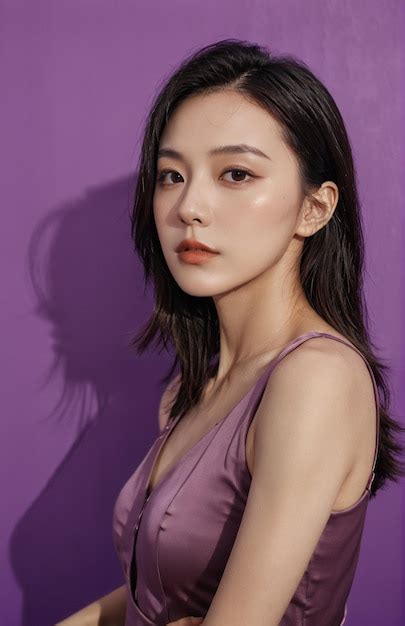 Premium Photo A Woman In A Purple Dress Posing For A Photo