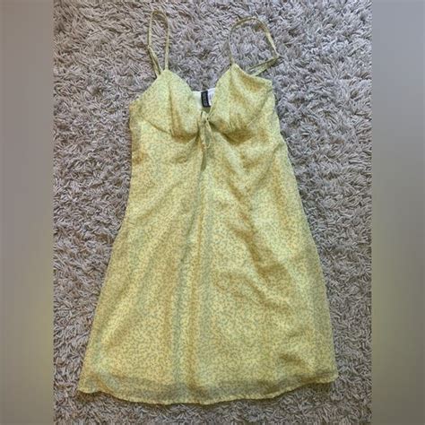 H M Divided Yellow Flower Print Dress