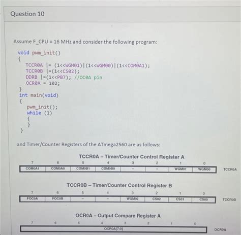 Assume FCPU 16MHz And Consider The Following Chegg