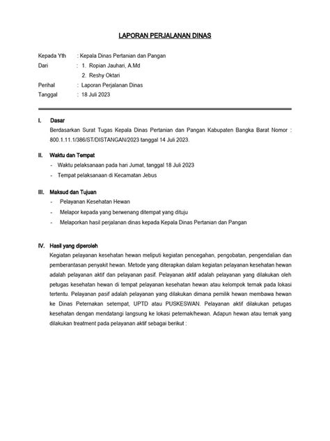Laporan Perjadin Jebus 18 Juli Pdf Kesehatan Holistik