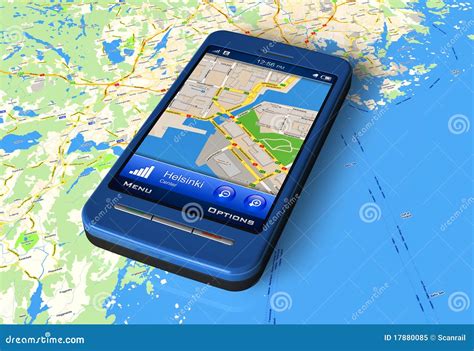 Smartphone With GPS Navigator On Map Stock Illustration Illustration Of Macro Multimedia