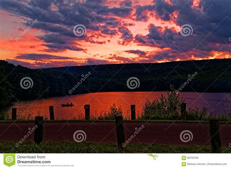 Sunset At Locust Lake State Park Stock Photo Image Of Black Orange