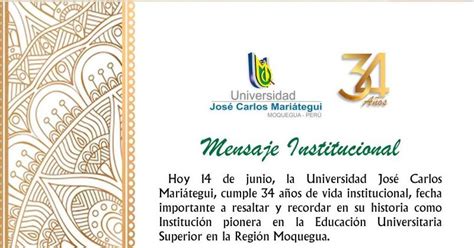 34° Aniversario De La Universidad José Carlos Mariátegui Universidad