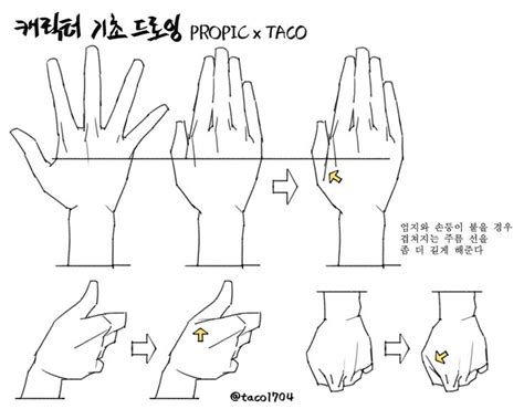 타코작가 On X 손 그림 참고자료 손 그리는 법 헤어 드로잉