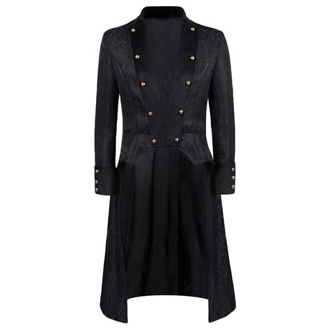 Wreesh Mens Gothic Tailcoat Jacket Vintage Steampunk Tuxedo Peak Lapel