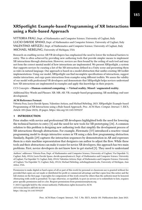 Pdf Xrspotlight Example Based Programming Of Xr Interactions Using A