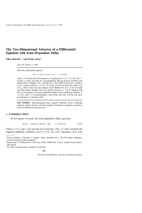 Pdf The Two Dimensional Attractor Of A Differential Equation With