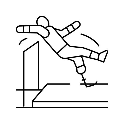 Hochsprung Behinderter Athlet Symbol Leitung Vektor Illustration