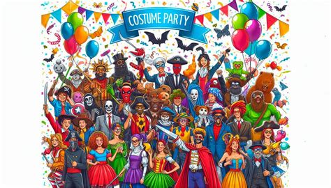 A Poster Of A Party With A Bunch Of Characters On It Premium Ai