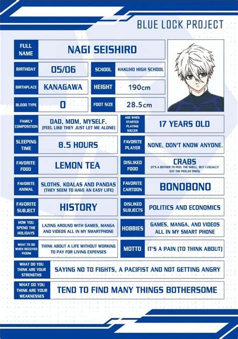 60 Blue Lock Museum Nagi Seishiros Profile Bluelock Kartun Lelucon Anime Lucu
