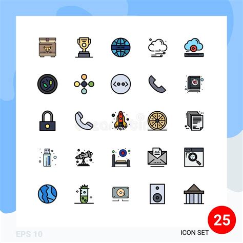 Group Of 25 Filled Line Flat Colors Signs And Symbols For Cloud File