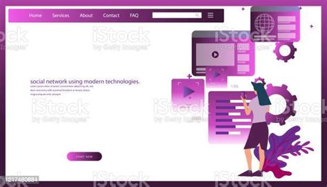 현대 기술을 사용하여 비즈니스 레이디 소셜 네트워크 일러스트 크리에이티브 프로세스 현대 디자인 아이디어 개념 벡터 인포 그래픽