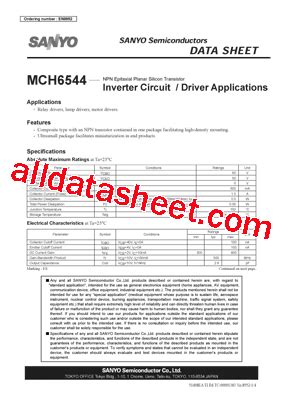 MCH6544 Datasheet PDF Sanyo Semicon Device