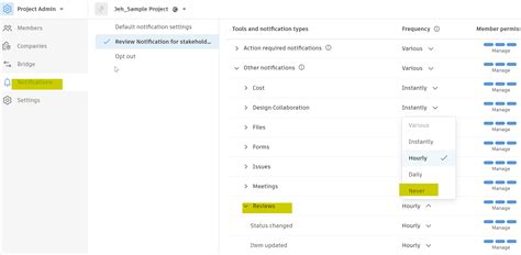프로젝트 관리자가 Autodesk Construction Cloud 프로젝트에 대한 프로젝트 알림을 변경하는 방법