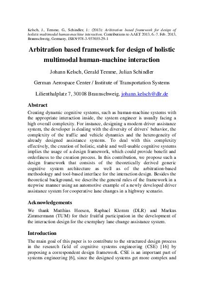Pdf Arbitration Based Framework For Design Of Holistic Multimodal