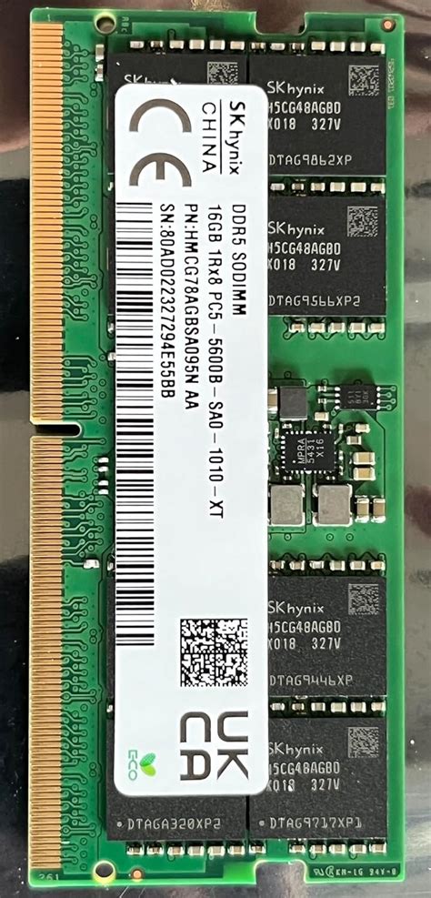 Sk Hynix 16gb Ddr5 Sodimm 1rx 8 Pc5 5600b Sa0 1010 Xt Laptop Ram Memory