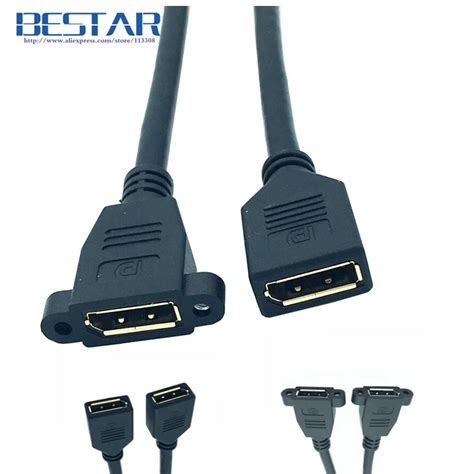 DP DisplayPort Female To Female Extender Display Port Female Extension Cable With Panel Mount