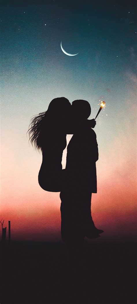 Couple Wallpaper 4k Backlit Romantic Kiss