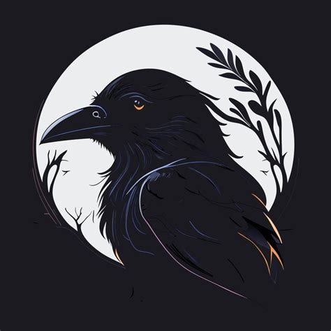 Corvo Preto Isolado No Branco Vetor Premium