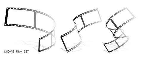영화 영화 리본 세트 35mm 테이프의 좁은 스트립 아래층과 상층으로 분리합니다 흰색 배경에서 격리된 3d 벡터 영화에 대한