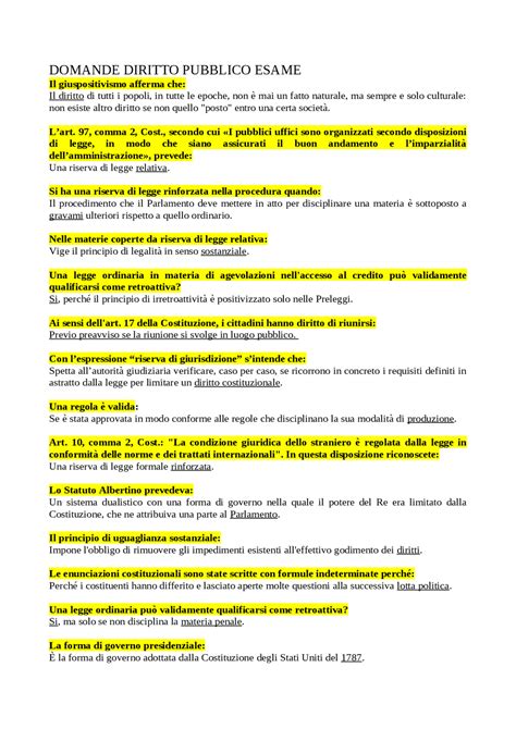 Domande Esame Massa Pinto Prove Desame Di Istituzioni Diritto