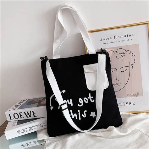 Large Capacity Canvas Stitching Tote Bag Shoulder Bag