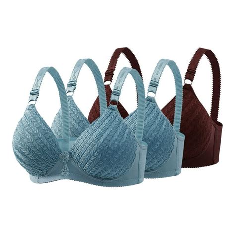 Erwazi 3 Pack Womens Lace Embroidery Wireless Bras Back Closure