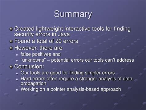 Ppt Finding Security Errors In Java Applications Using Lightweight
