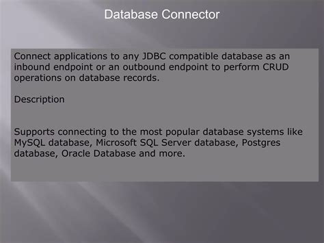 Mulesoft Database Connector Ppt Databases Computer Software And