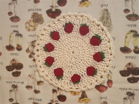 Crochet Pattern Strawberry Coaster Easy To Make Cottage Core Coaster