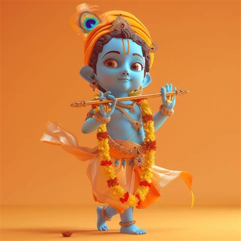 La estatua del Señor Krishna celebrando el festival de Janmashtami